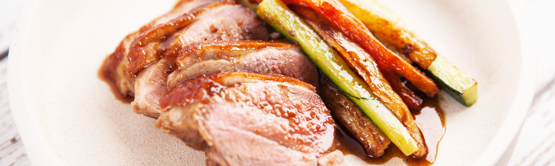 Honey Soy Duck Breast with Seared Vegetables Recipe | Luv-a-Duck ...
