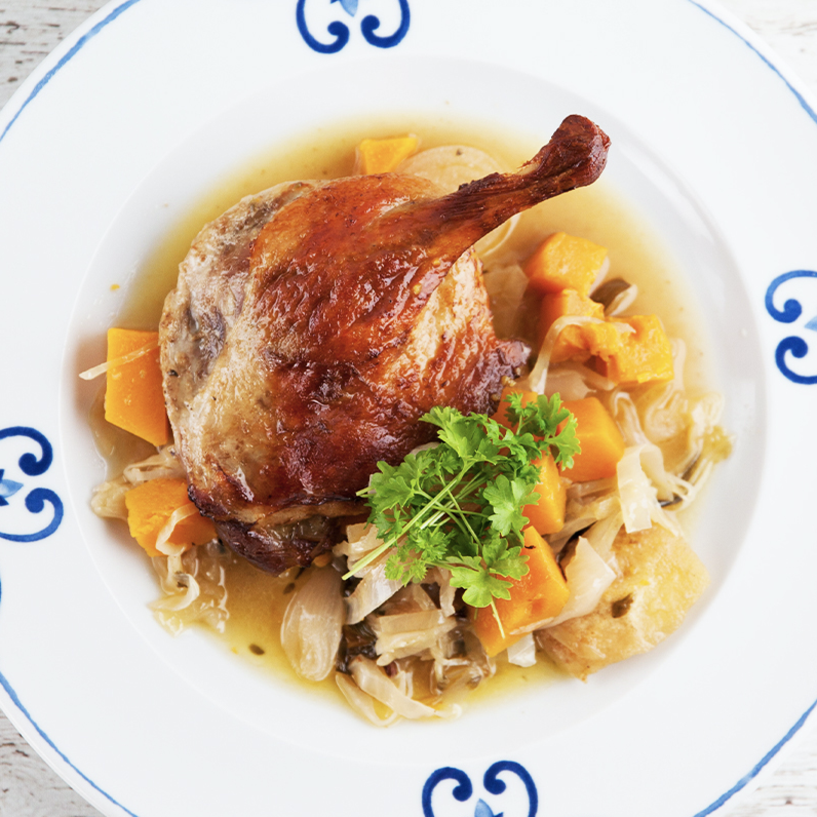 Confit Duck Legs with Pumpkin, Apple & Cabbage Recipe | Luv-a-Duck ...